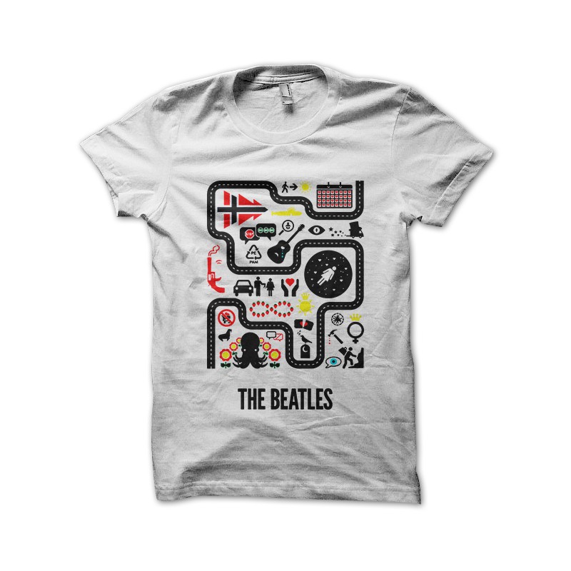 tee shirt THE-BEATLES poster blanc tee shirt THE-BEATLES poster blanc